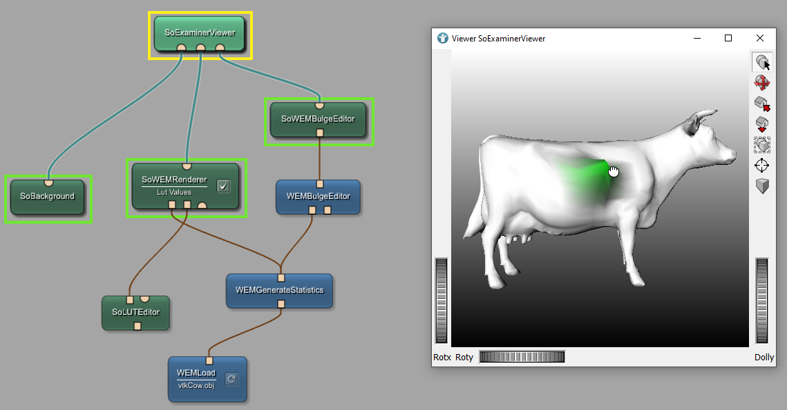 Apply transformations on a 3D WEM object via mouse interactions
